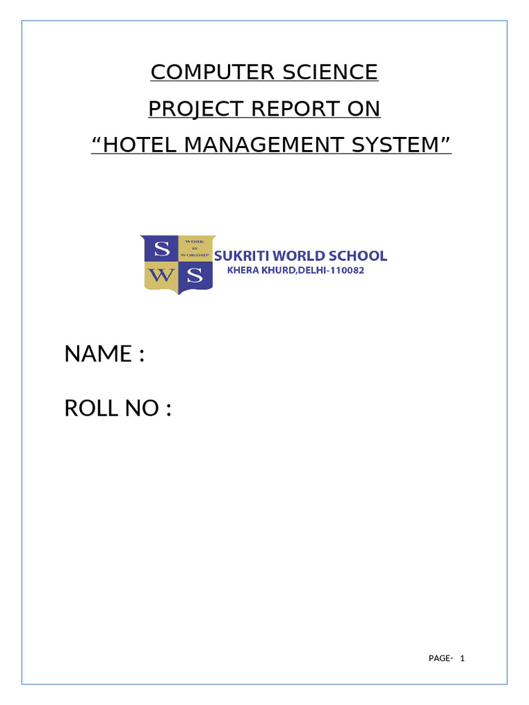Hotel Manamgement System | PDF | My Sql | Python (Programming Language)