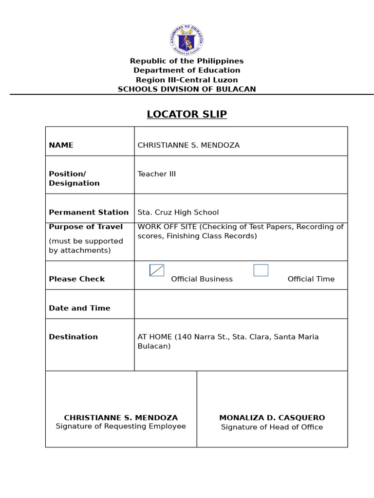 Locator Slip | PDF