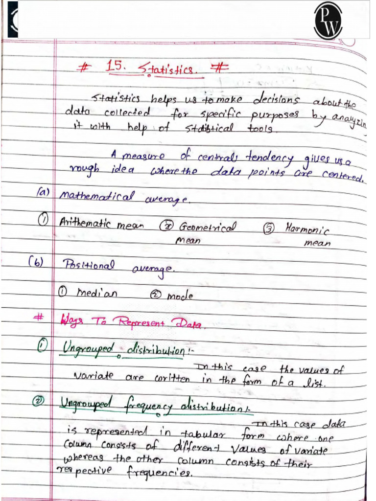 Statistics _ Hand Written Notes | PDF