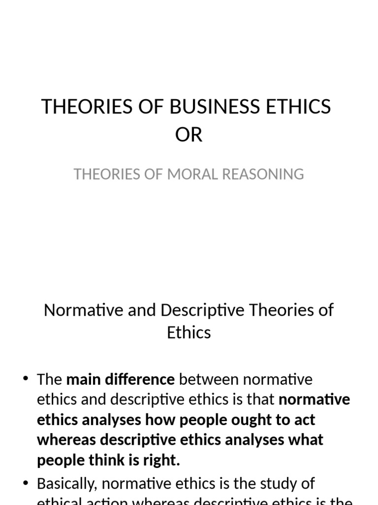 Normative vs. Descriptive Ethics Explained | PDF | Utilitarianism | Justice