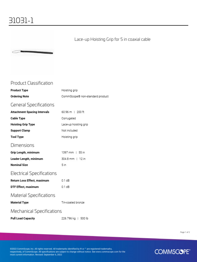 31031-1 Product Specifications | PDF