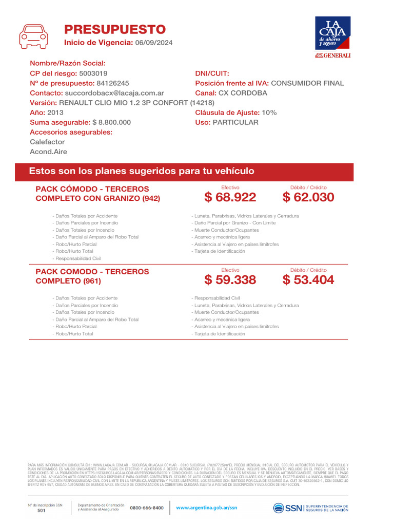 Presupuesto: Estos Son Los Planes Sugeridos para Tu Vehículo | PDF ...