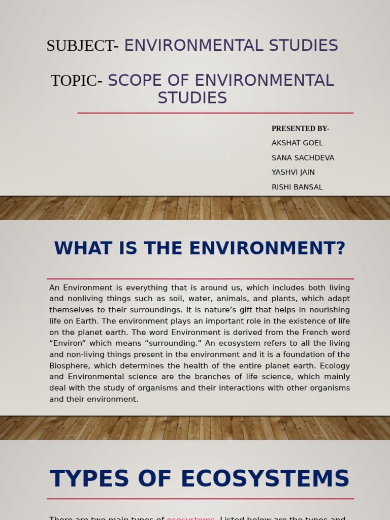 Scope of Environmental Studies Explained | PDF | Natural Environment ...