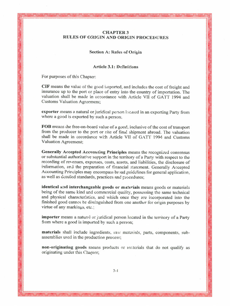 Rules of Origin and Origin Procedures | PDF