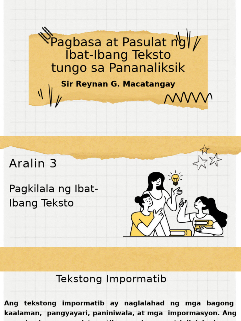 Pagbasa at Pasulat NG Ibat-Ibang Teksto Tungo Sa Pananaliksik | PDF