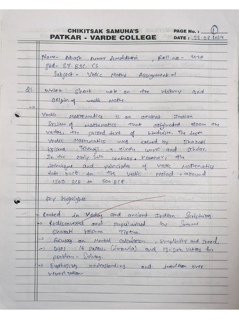 Vedic Assignment 1 | PDF