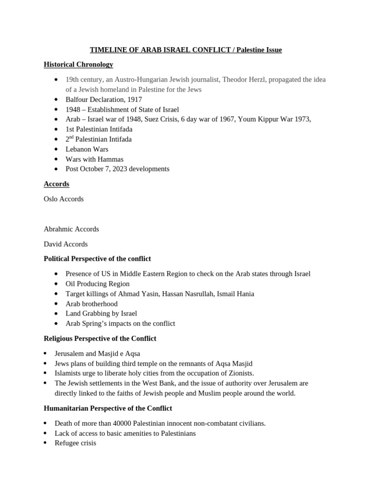 Arab-Israeli Conflict Timeline Overview | PDF