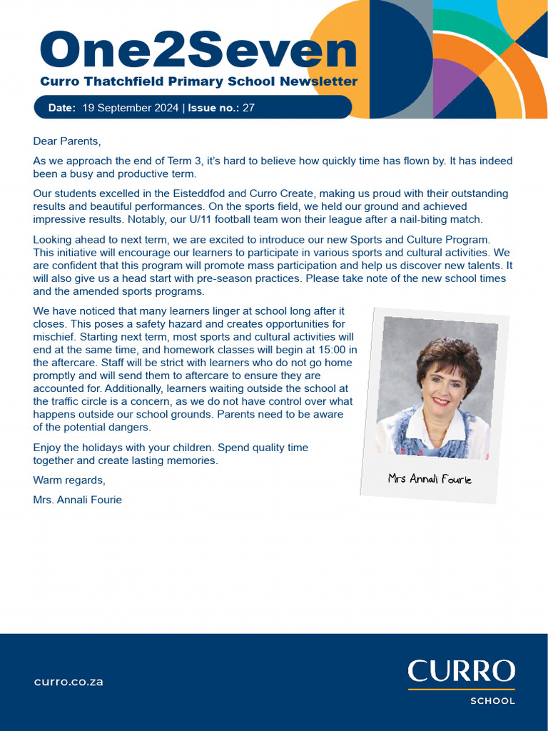 One2Seven Newsletter Issue 27 20 Sept 2024 | PDF