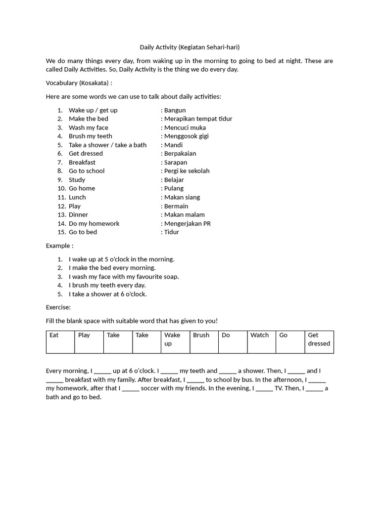 Materi Daily Activity | PDF