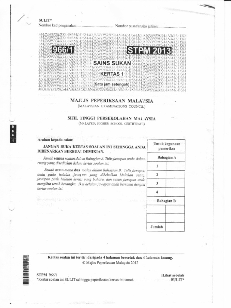 STPM 2013 (P1) | PDF