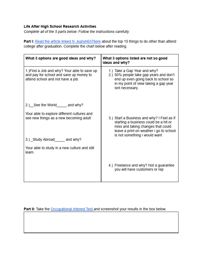 Post-High School Options Explored | PDF | Economies