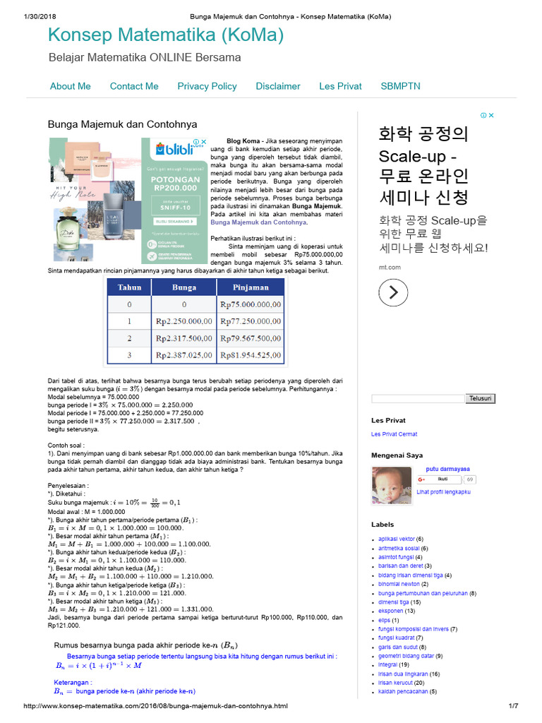 Bunga Majemuk Dan Contohnya - Konsep Matematika (KoMa) | PDF