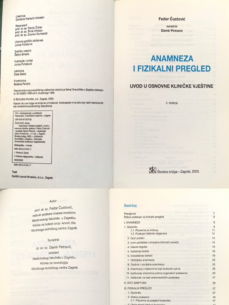 Anamneza I Fizikalni Pregled - Fedor Čustović 2 | PDF