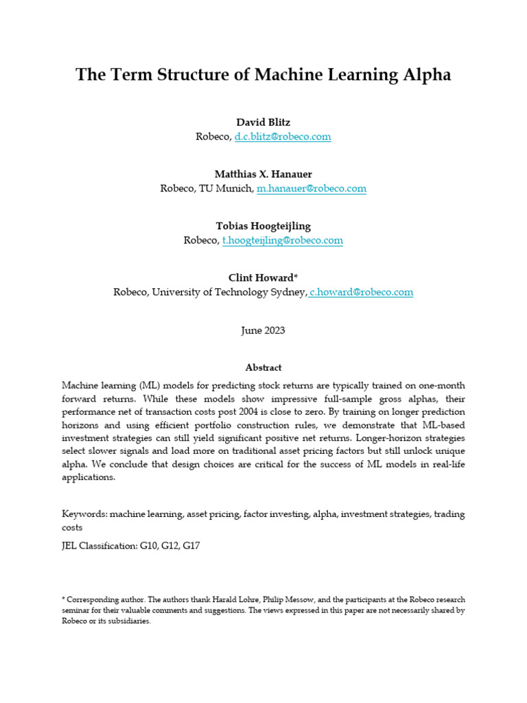 SSRN Id4474637 | PDF | Machine Learning | Mean Squared Error