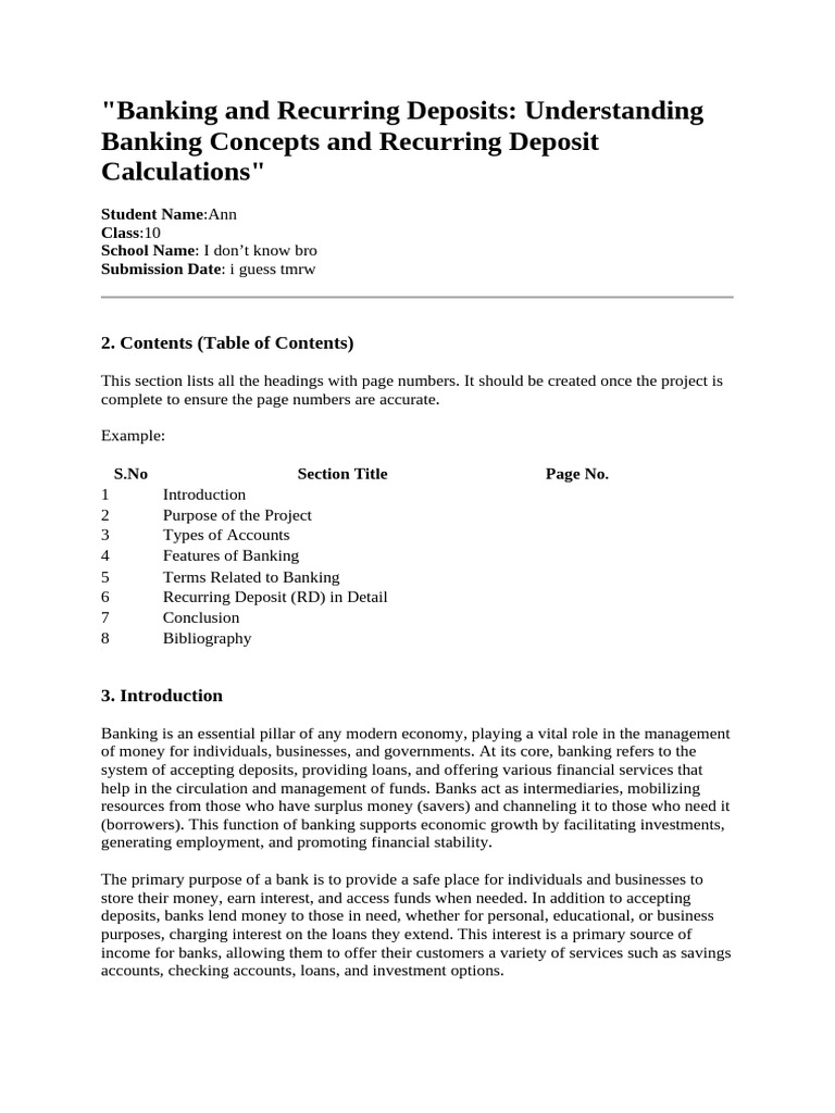 Banking and Recurring Deposits | PDF | Transaction Account | Banks