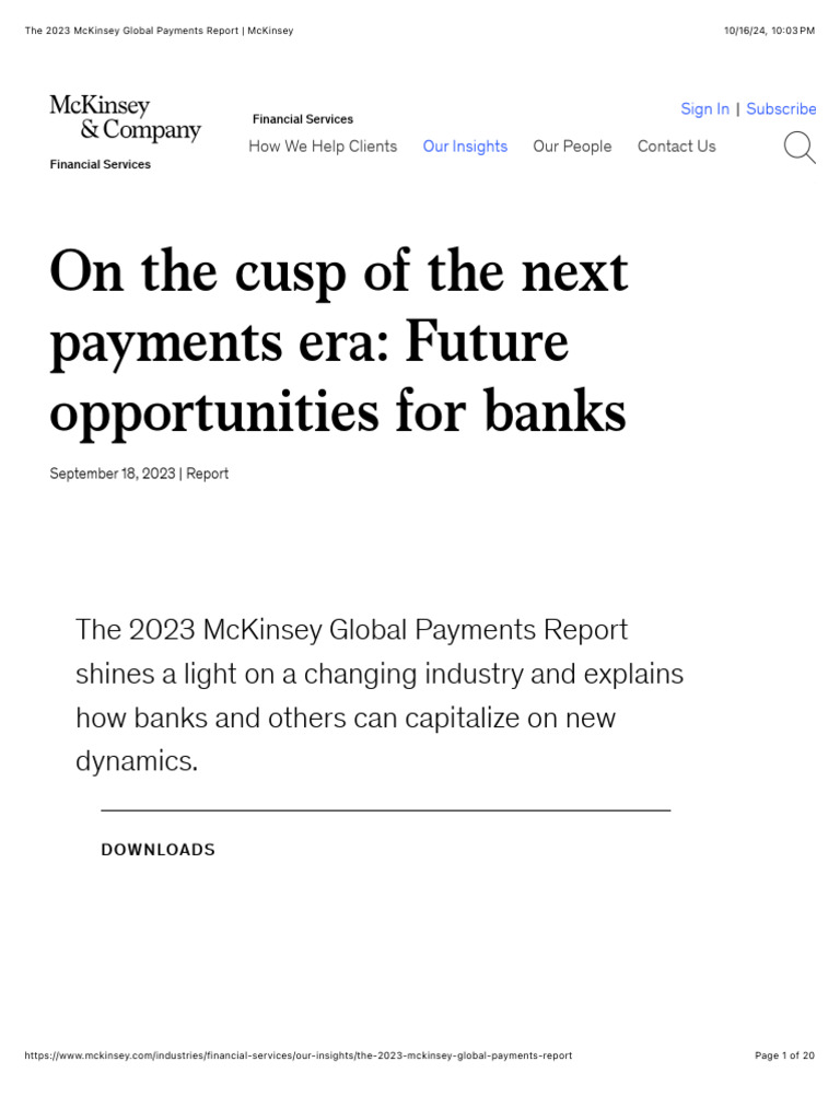 The 2023 McKinsey Global Payments Report | McKinsey | PDF | Banks | Cash