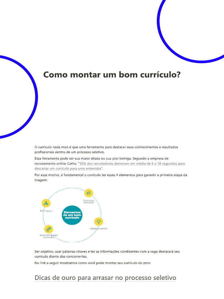 Como Montar Um Bom Curriculo - Aula 10 PDF | PDF