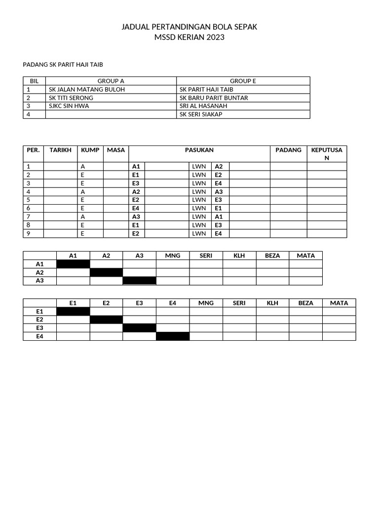 Jadual Bola Sepak U12 2024 Kumpulan | PDF