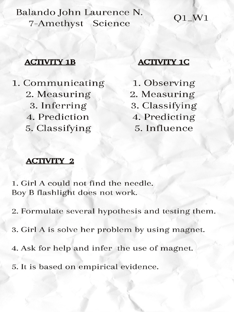 Balando Science Q1W1 | PDF