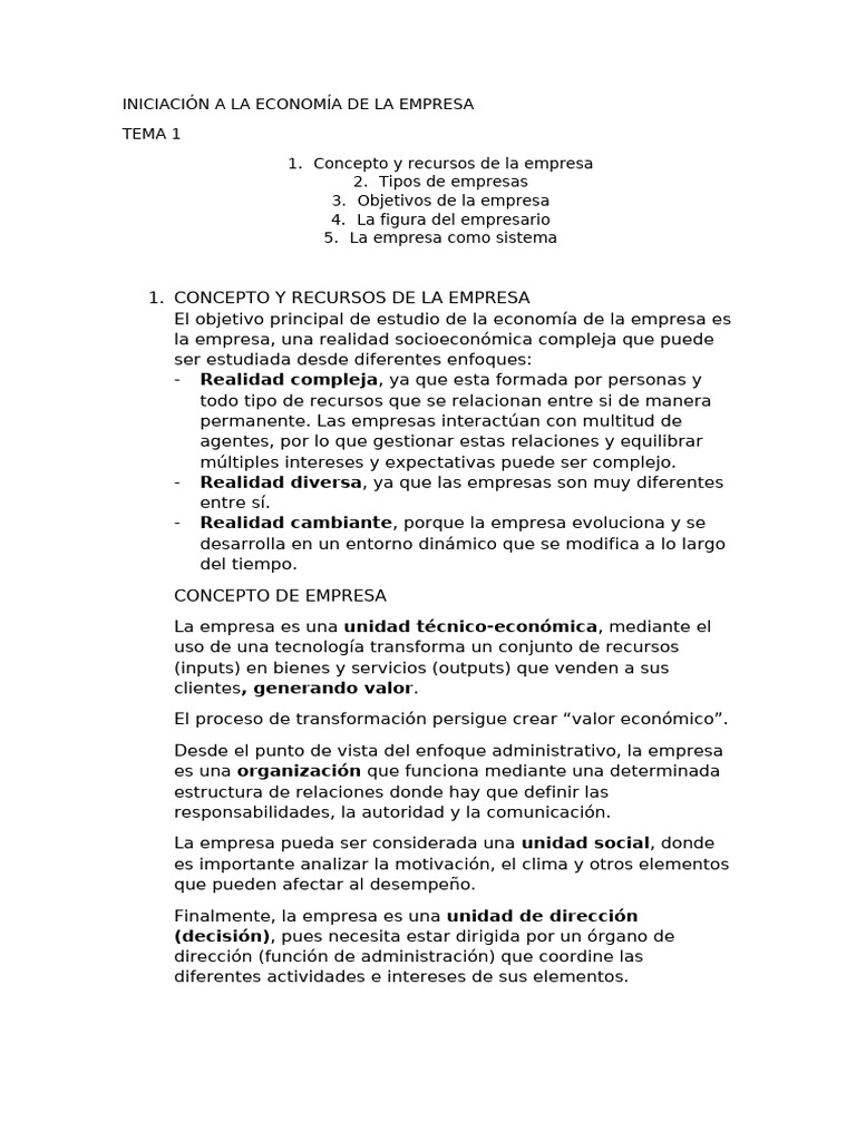 Tema 1 (IEE) | PDF | Business | Negocios económicos