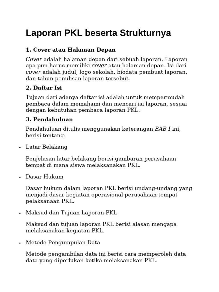 Laporan PKL Beserta Strukturnya | PDF