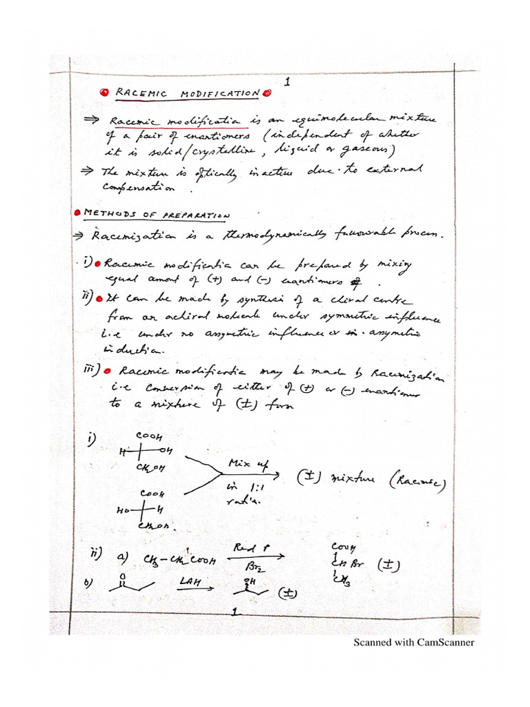 Racemic Modifications Resolution stereochemistry-GKK PU | PDF