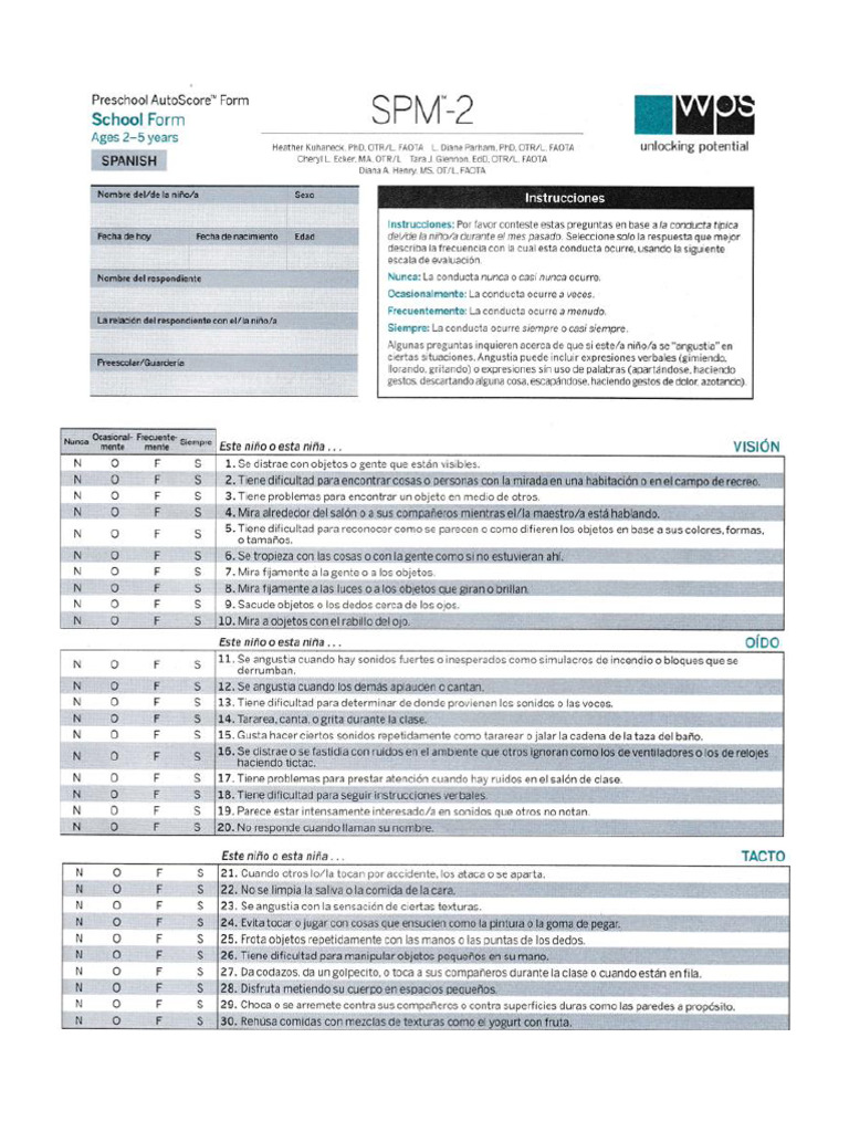 SPM-2 pre escolar | PDF
