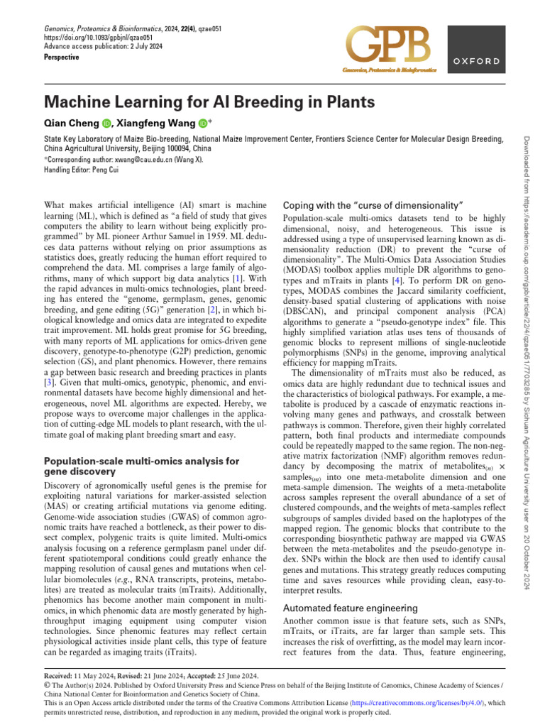 AI-Driven Plant Breeding Insights | PDF | Machine Learning | Single ...