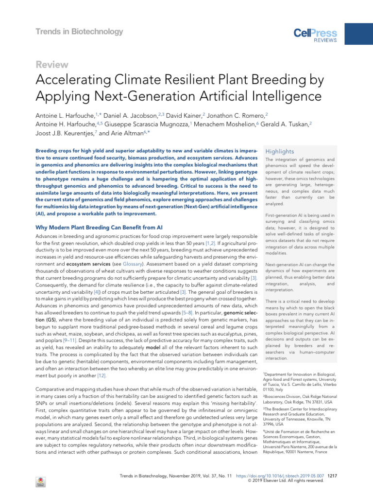 Accelerating Climate Resilient Plant Breeding by Applying Next ...