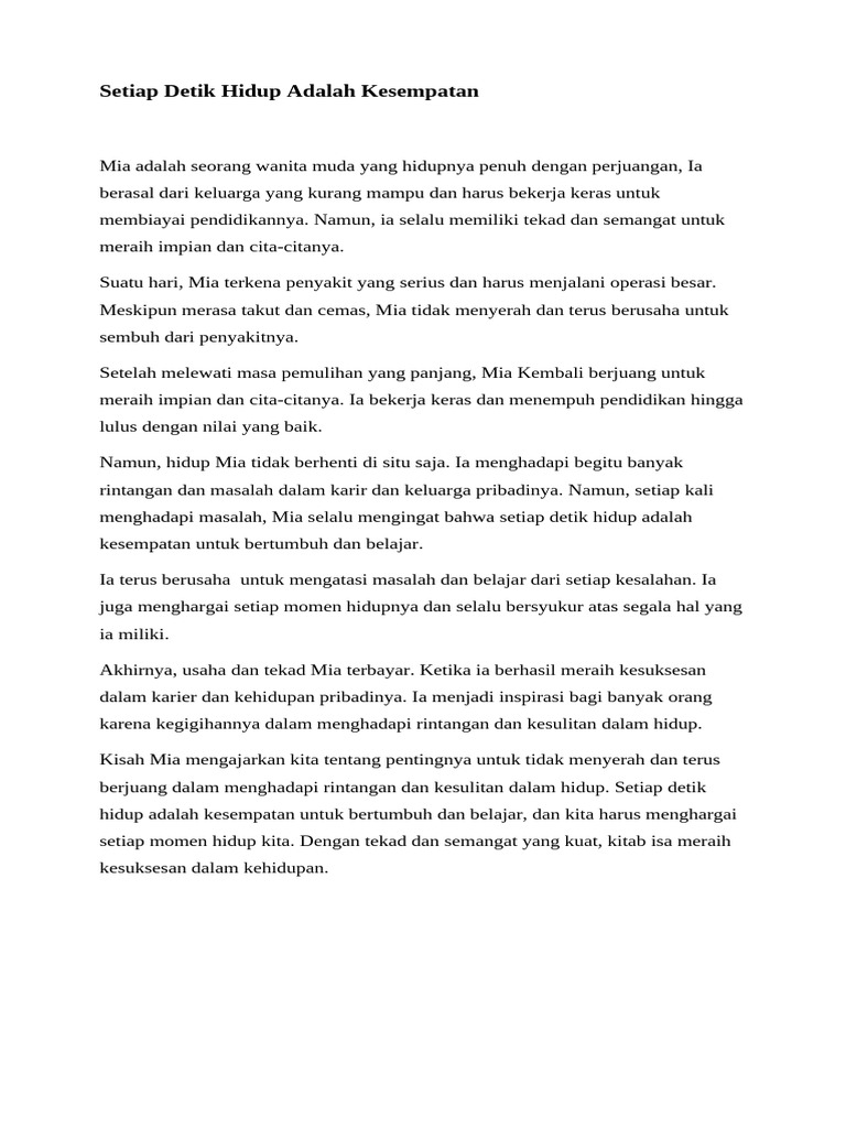 Setiap Detik Hidup Adalah Kesempatan | PDF