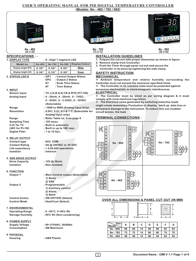 PID Digital Temperature Controller Manual | PDF | Parameter (Computer ...