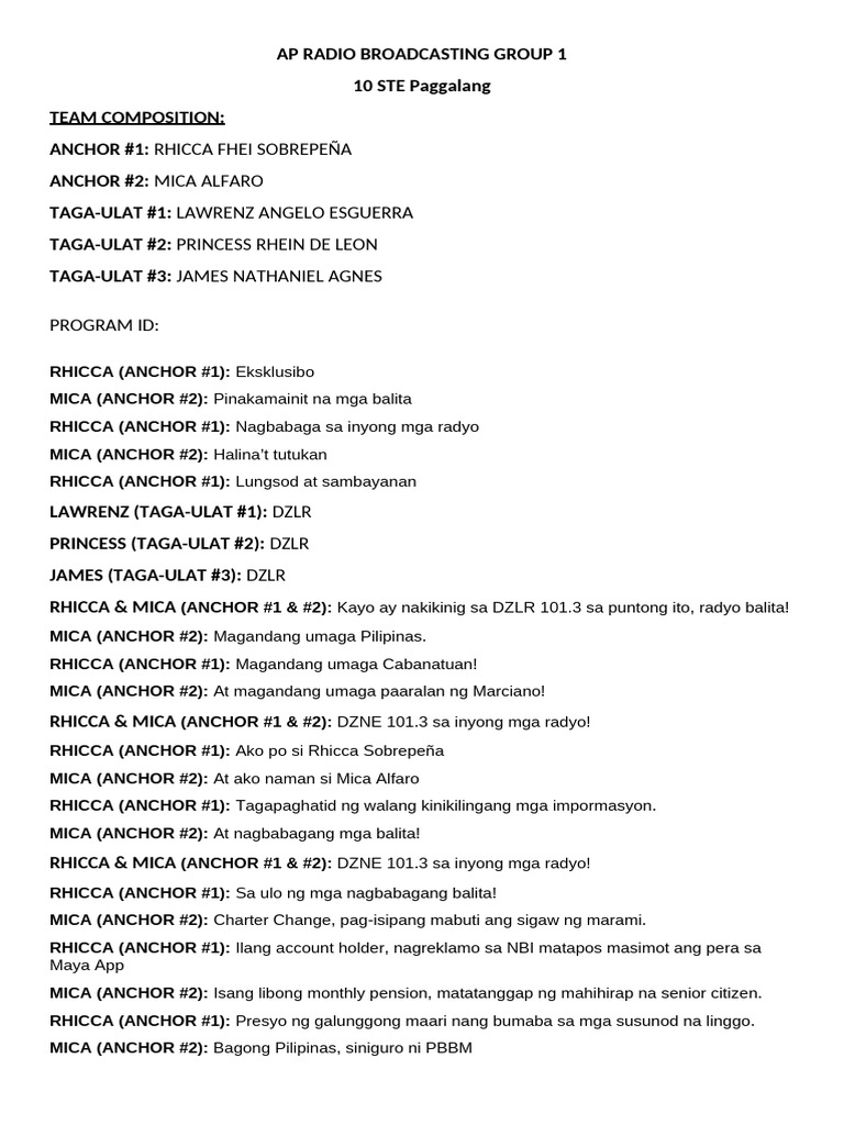 AP Radio Broadcasting Group 1 | PDF