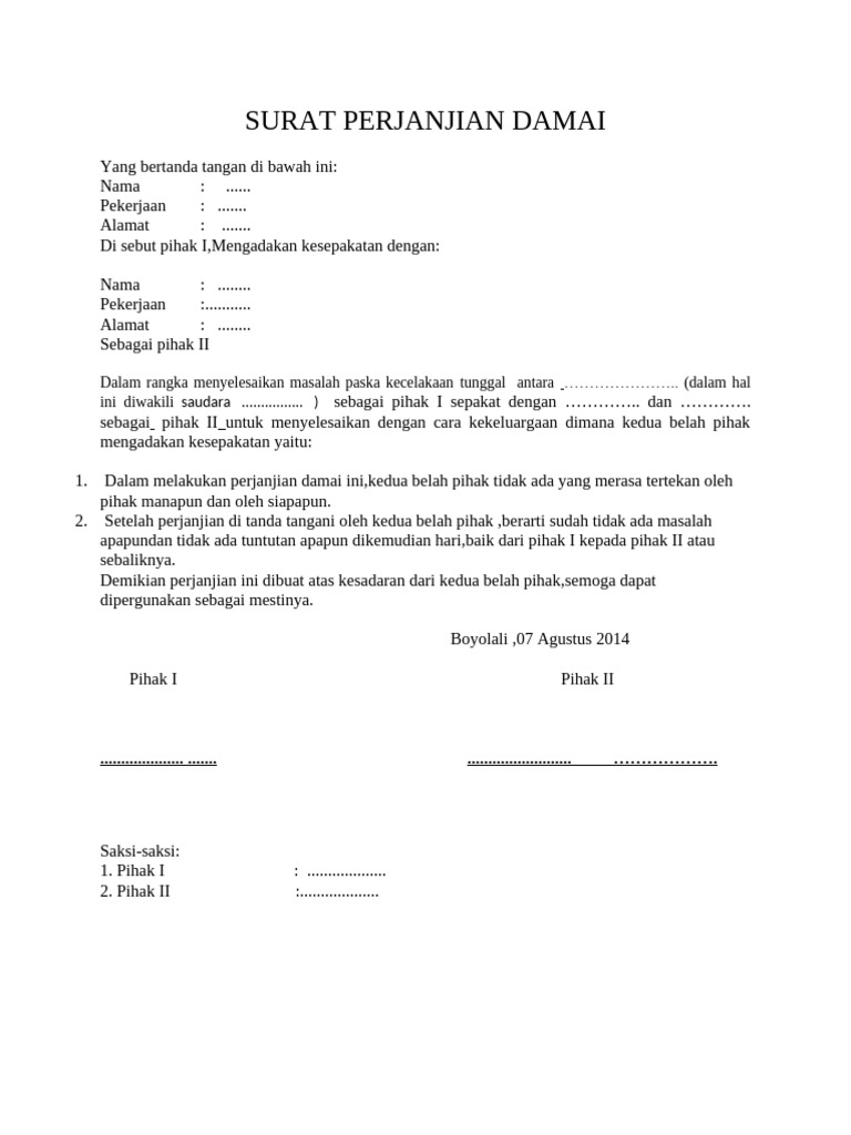 Surat Perjanjian Damai | PDF | Ilmu Sosial