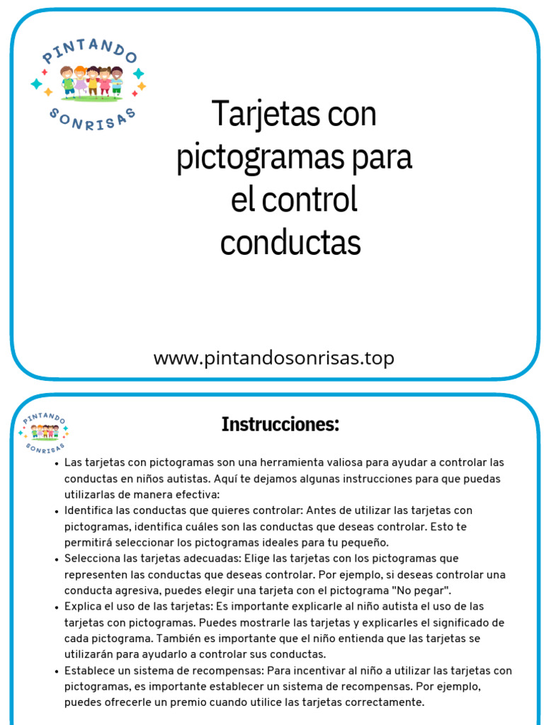 Tarjetas Con Pictogramas para Control de Conductas Pintando Sonrisas ...