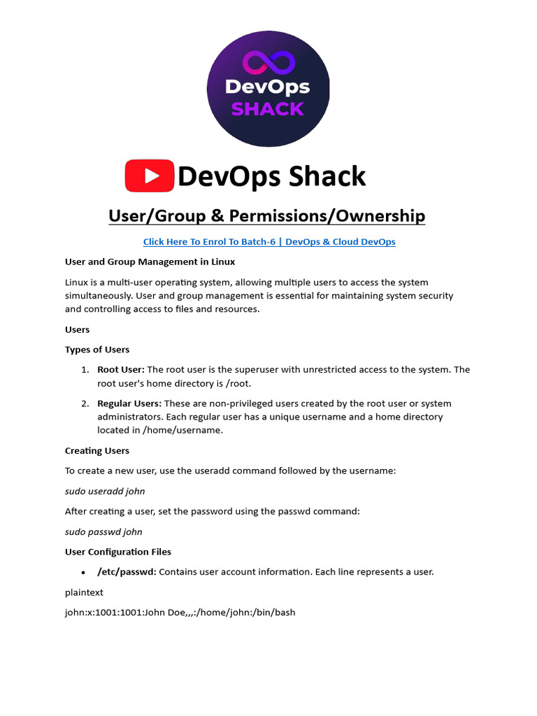 User Group And Permissions Ownership Pdf Superuser User Computing