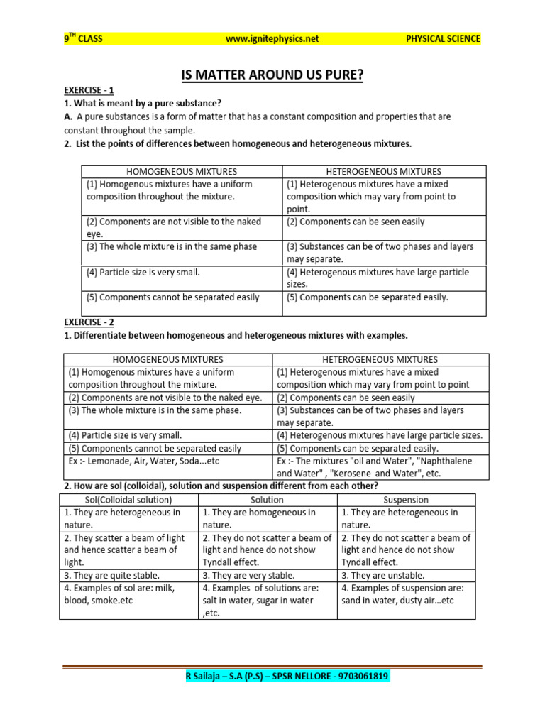 Pure Substances vs. Mixtures Explained | PDF | Mixture | Solubility