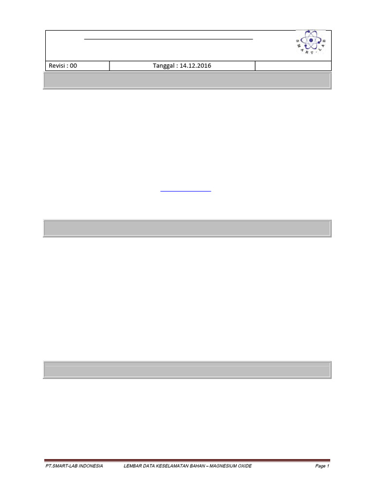 MSDS Magnesium Oxide (Indo) | PDF