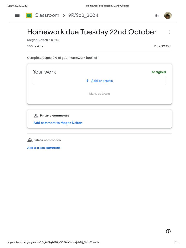 Homework Due Tuesday 22nd October | PDF