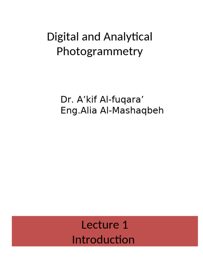 Photogrammetry 2 - Chapter 1 | PDF | Pixel | Camera