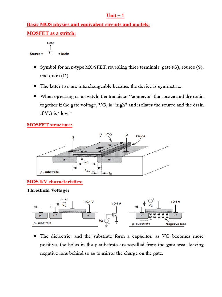 Analog Ic Unit 1 Notes Pdf Mosfet Field Effect Transistor