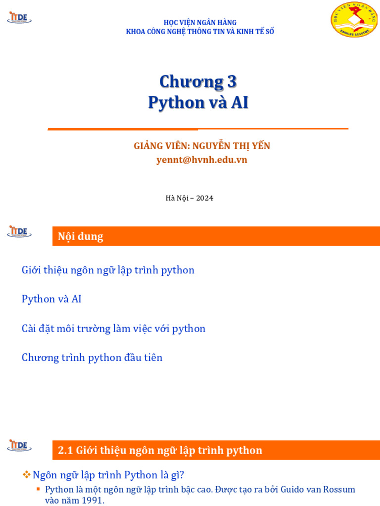 Chuong 3 - Python Và AI | PDF