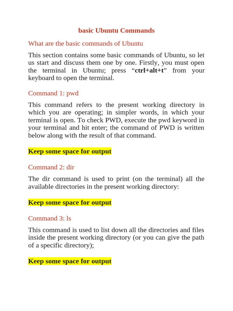 Basic Ubuntu Commands | PDF | User (Computing) | Computer Architecture