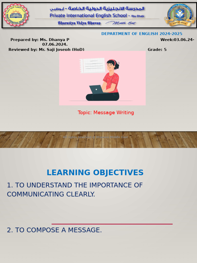 Message Writing for Grade 5 Students | PDF | Communication | Human ...