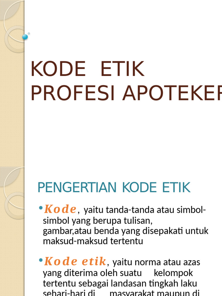 Kode Etik Profesi Apoteker Indonesia | PDF | Bisnis