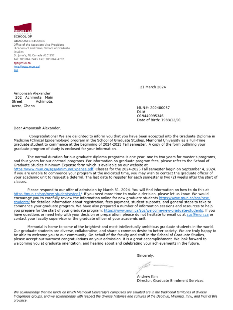 Adg-Full Admission Letter - Boateng Augustina - 202480067 - App 1 - F-S ...