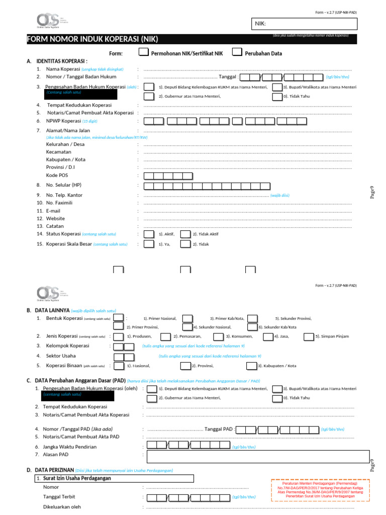Form Profil Koperasi - Sertifikat NIK | PDF | Komputer