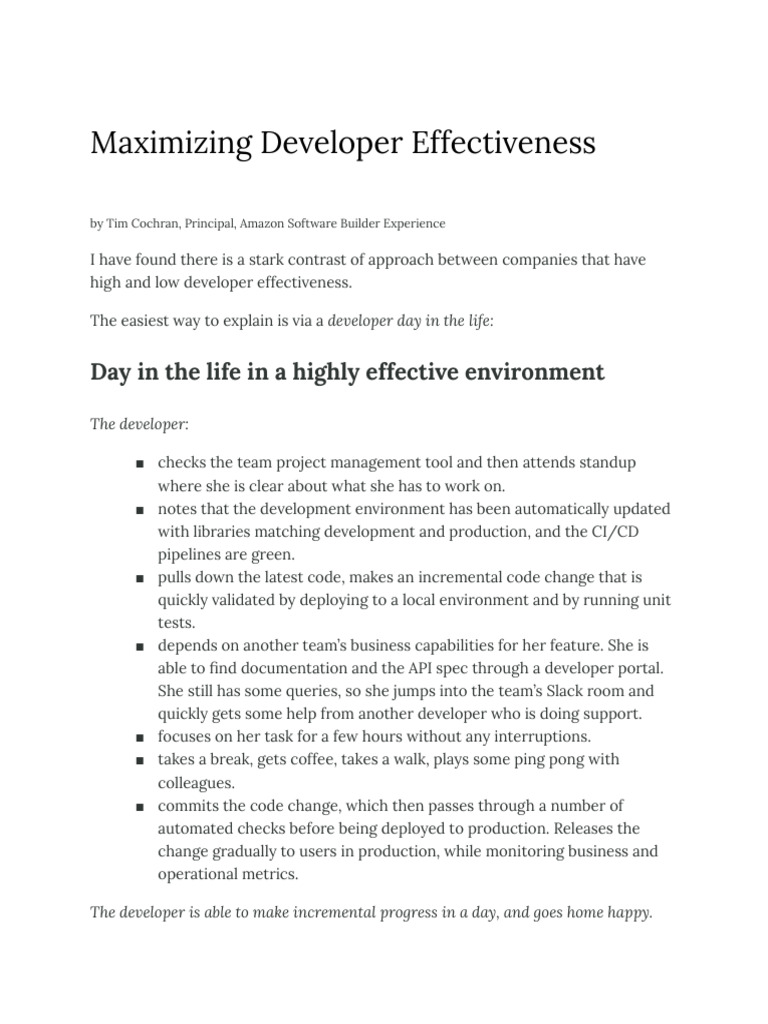 Maximizing Developer Effectiveness | PDF | Computing