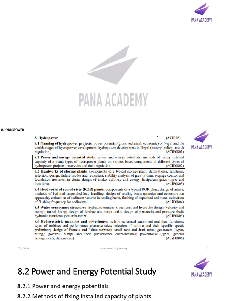 8.2 Hydropower Engineering | PDF | Hydroelectricity | Reservoir