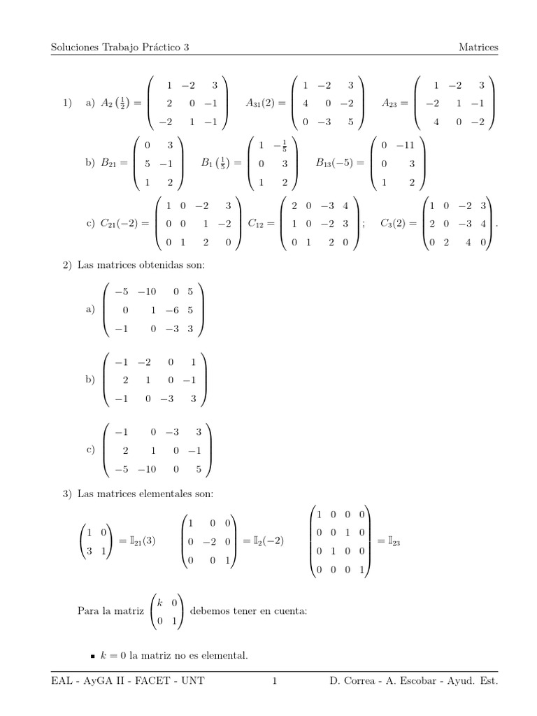 Soluciones TP 3 Matrices | PDF | Matriz (Matemáticas) | Teoría de la matriz