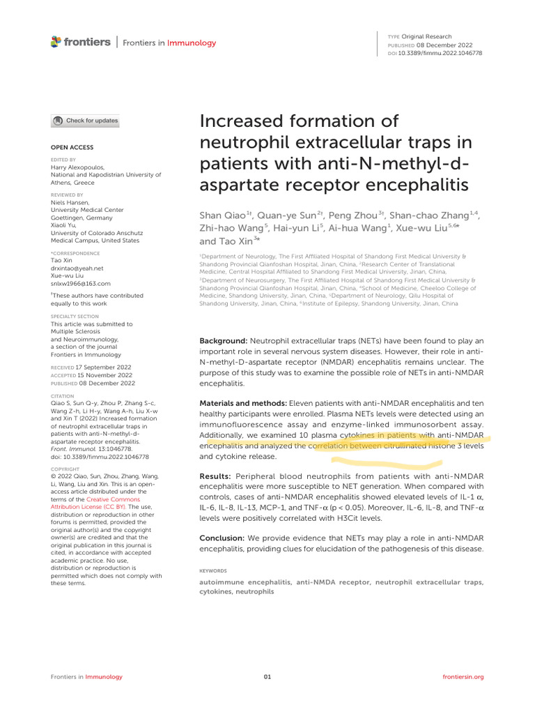 Qiao - Increased Formation of Neutrophil Extracellular Traps in ...